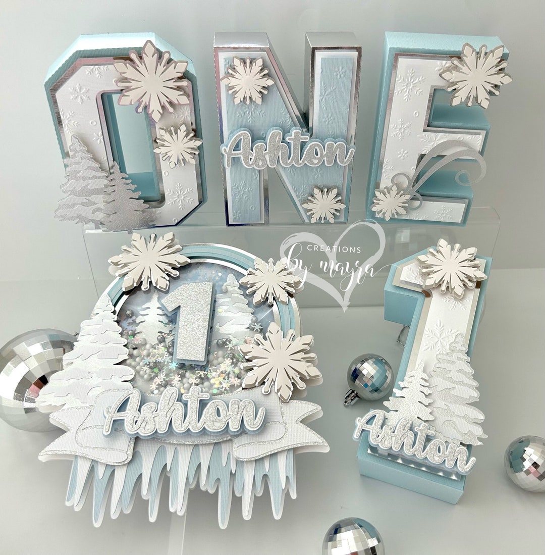 Winter Onederland Party Decor: 3D Letters, Shaker Cake Topper - Etsy