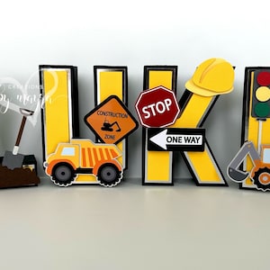 Construction Theme 3D Letters, Dump Truck Birthday, Excavator Party ...