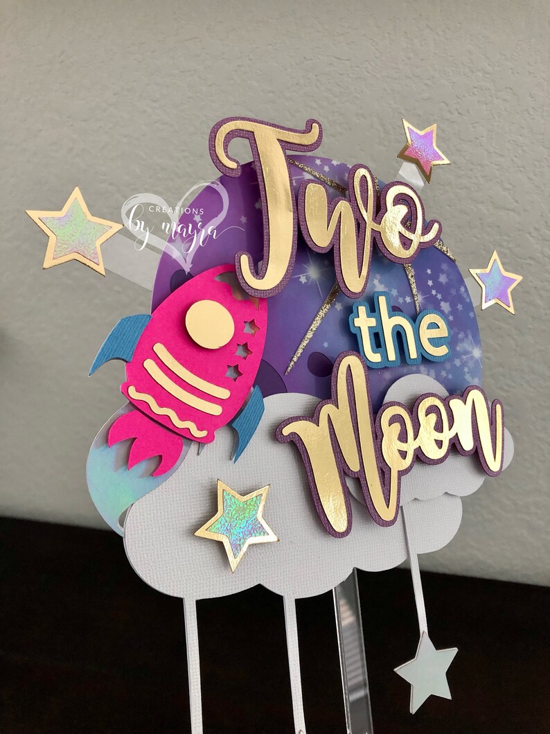 Two the Moon Cake Topper Two the Moon Two the Moon Birthday - Etsy