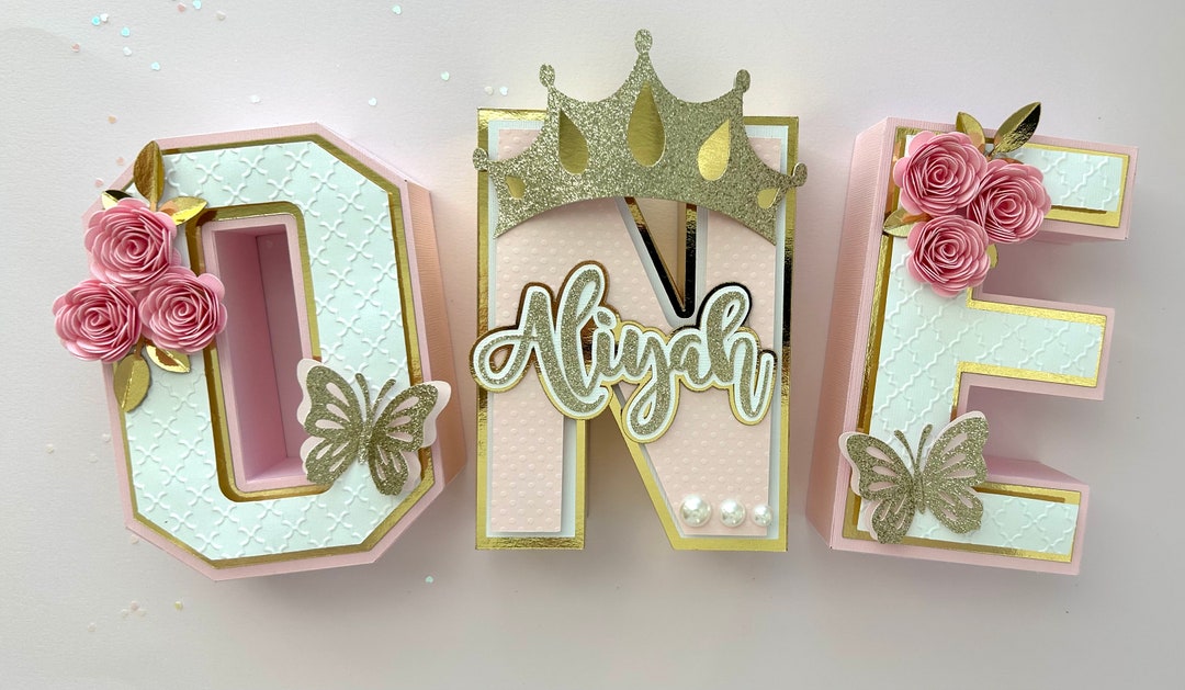 3D "one" Letters: First Birthday Princess Decor - Etsy