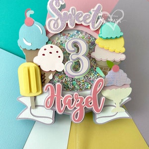 Ice Cream Birthday Cake Topper: Custom Shaker Party Decor - Etsy