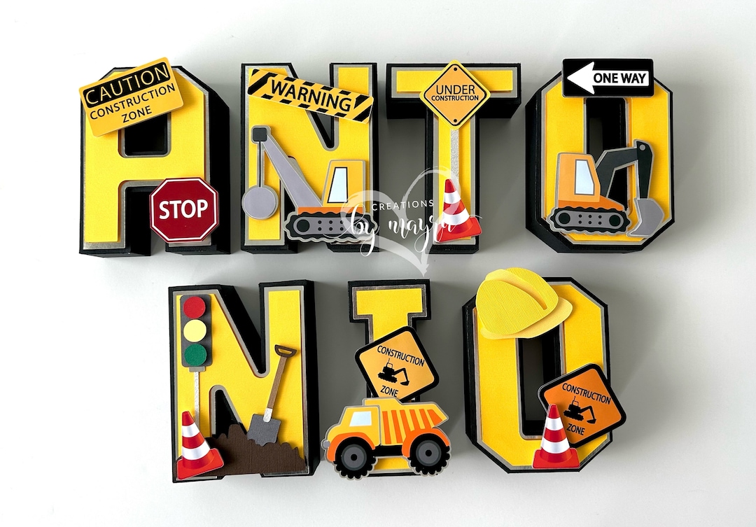 Construction Theme 3D Letters, Dump Truck Birthday, Excavator Party ...