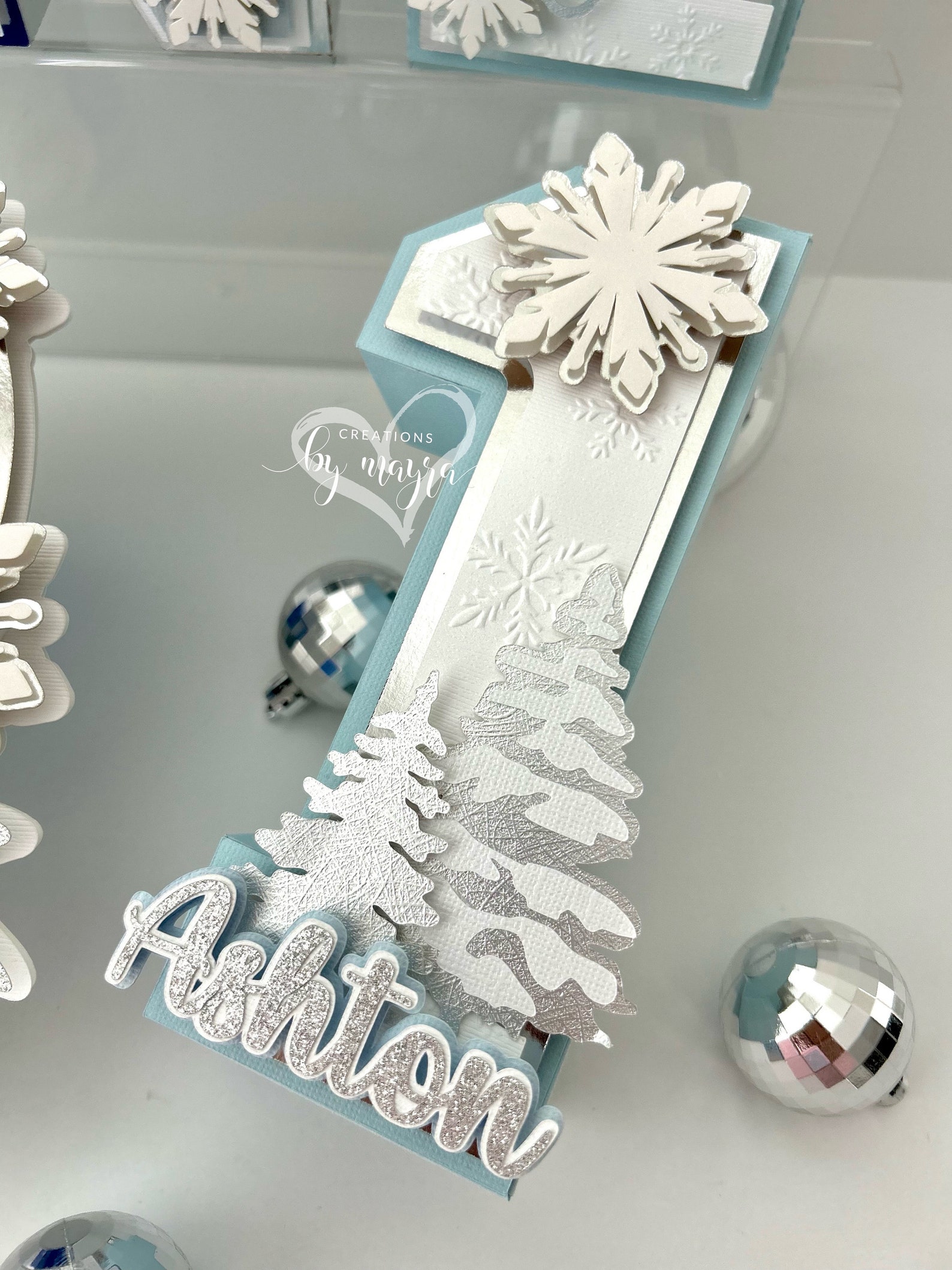 Winter Onederland Party Decor: 3D Letters, Shaker Cake Topper - Etsy