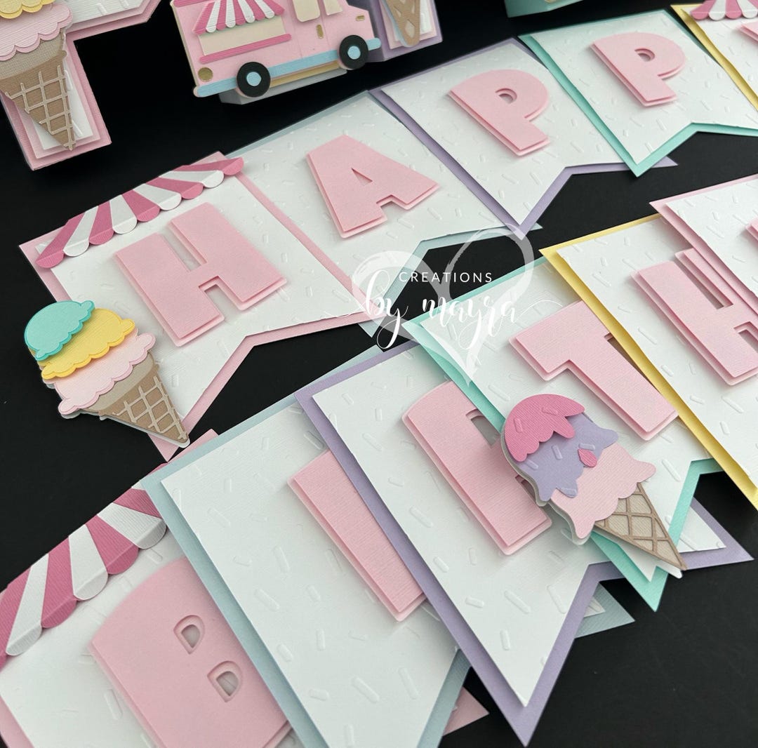 Ice Cream Birthday Banner, Ice Cream Birthday Party Decor, Sweet One ...