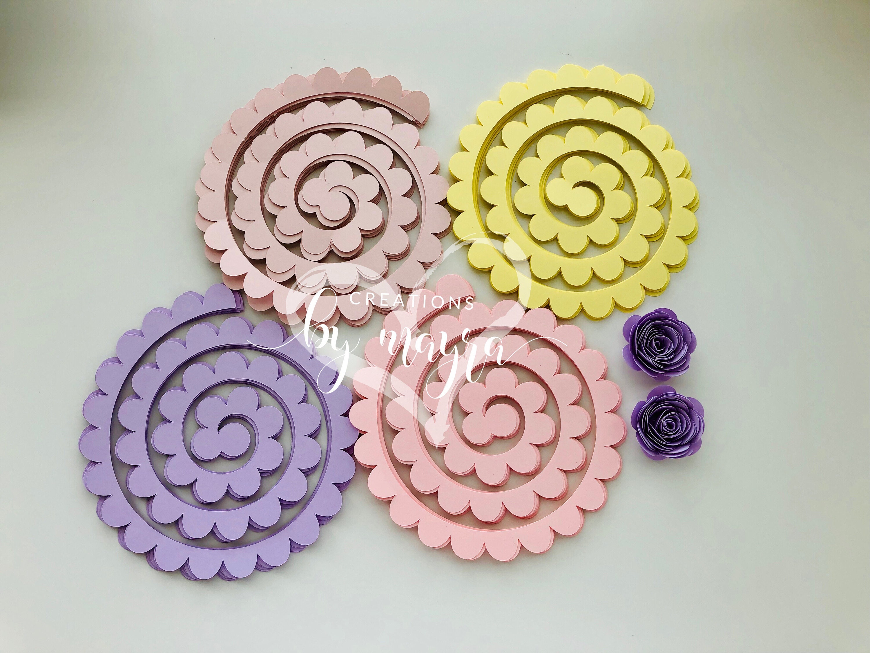 dozen-diy-spiral-paper-roses-spiral-roses-cut-outs-assembly-etsy