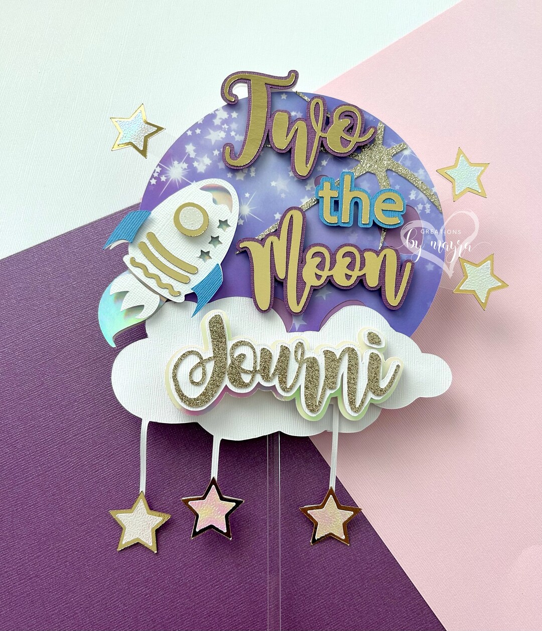 Two the Moon Cake Topper, Two the Moon, Two the Moon Birthday, Two the ...