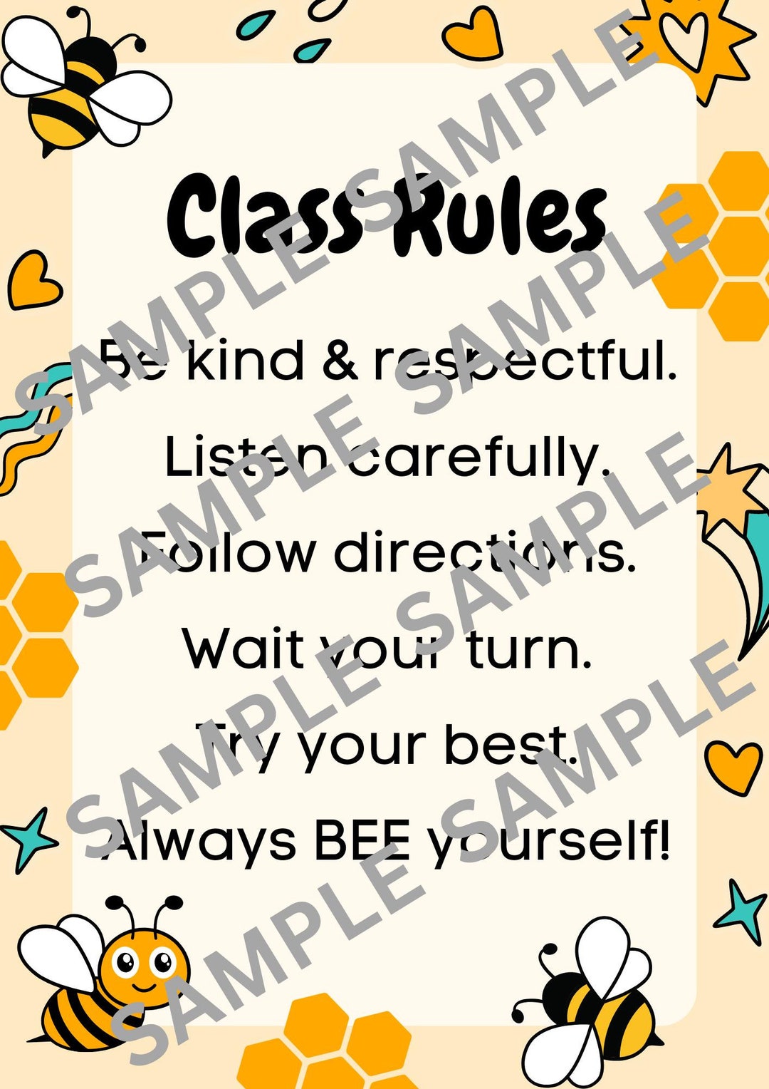 Bee Class Rules PRINTABLE BUNDLE (8 Pages) - Etsy