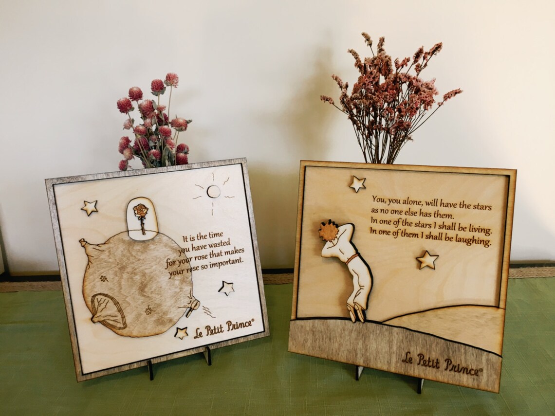 The Little Prince Wood Frame No.3 Rose / Wood Engraved Frame / the ...