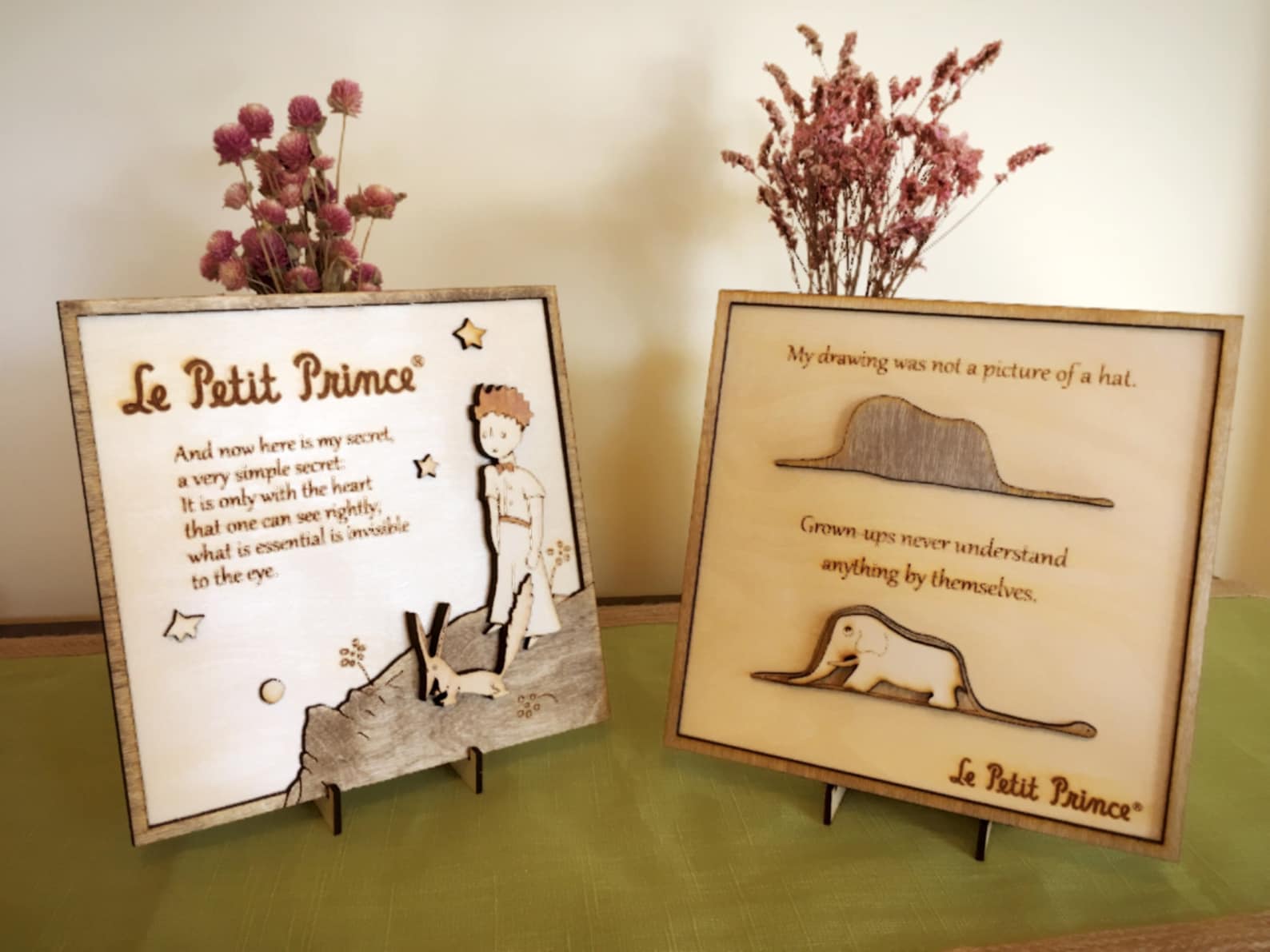 Wood Frame Set of 4 the Little Prince / Wood Engraved Frame - Etsy