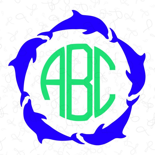 Dolphin Svg Summer Ocean Waves Wave Beach Monogram Frame Svg Etsy | My ...