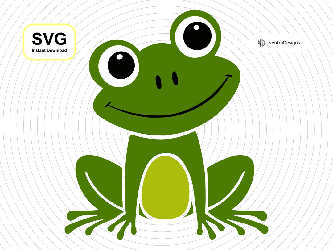 Frog SVG Smiling White Eyes Layered Green Head Tilted SVG, Png, Jpeg ...