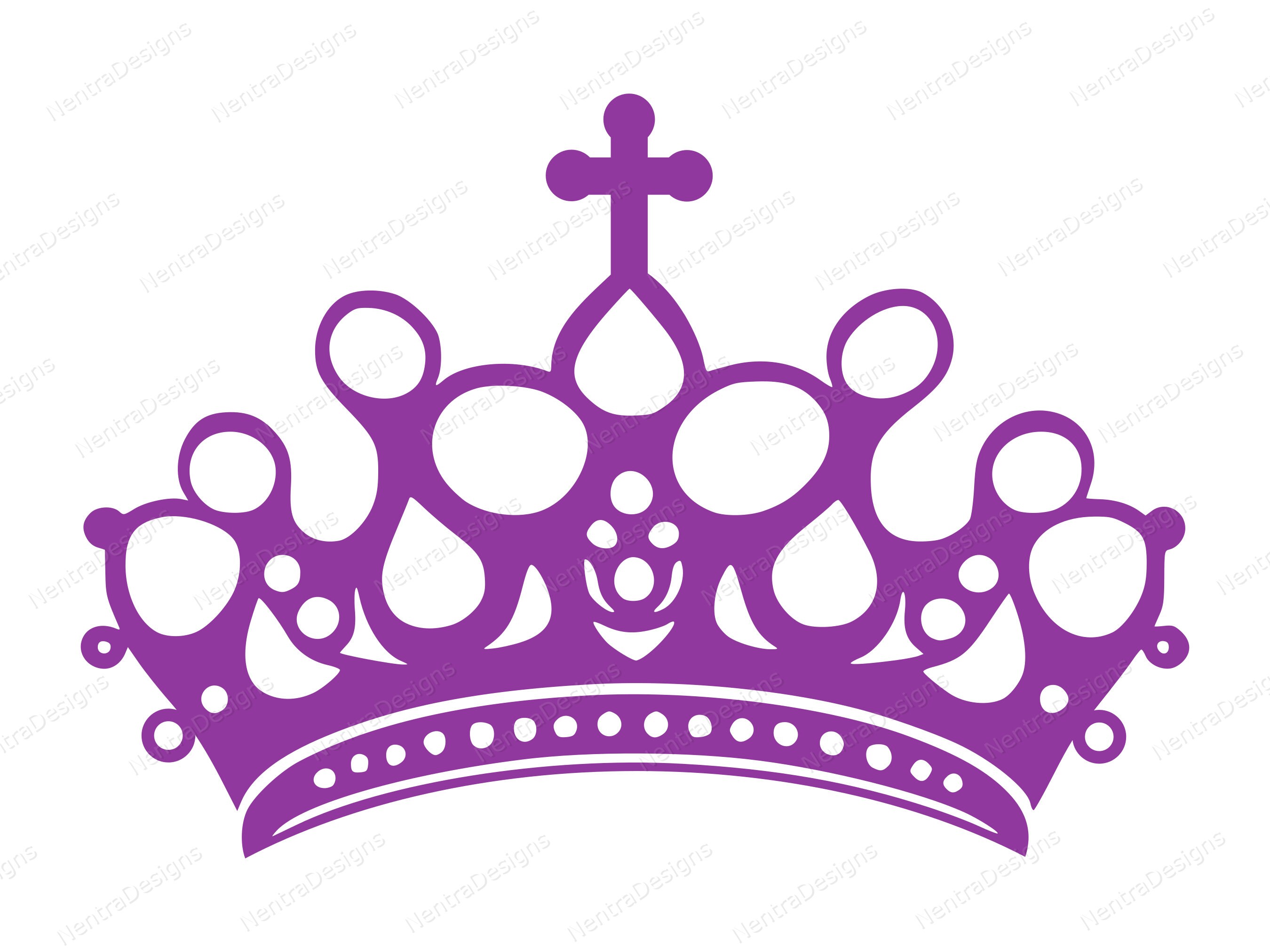 Crown Opals Pearls Purple Cross on Top Tiara King Queen Princess SVG ...