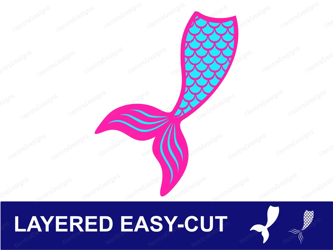 Mermaid Tail Cute Perfect Shape Pink Blue Layered SVG, Png, Jpeg, Pdf ...