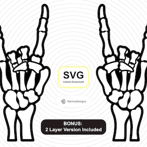 Skeleton Hand SVG, Layered Skull Hand SVG, Rock Hand Svg, Heavy Metal ...