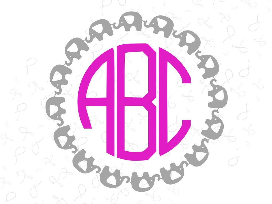 SVG Elephant Lined up Circle Border Ring Clipart, Monogram Frame Clip ...