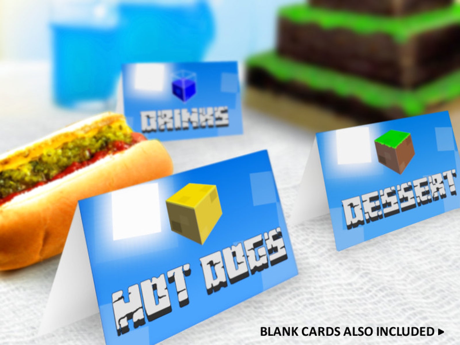 Earth Mining Food Tent Cards, Table Signs for Mine Video Game Inspired ...