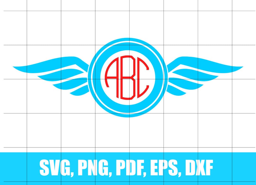 Angel Wings Monogram SVG, Eagle Bird Feather Circle Logo Frame Clipart ...