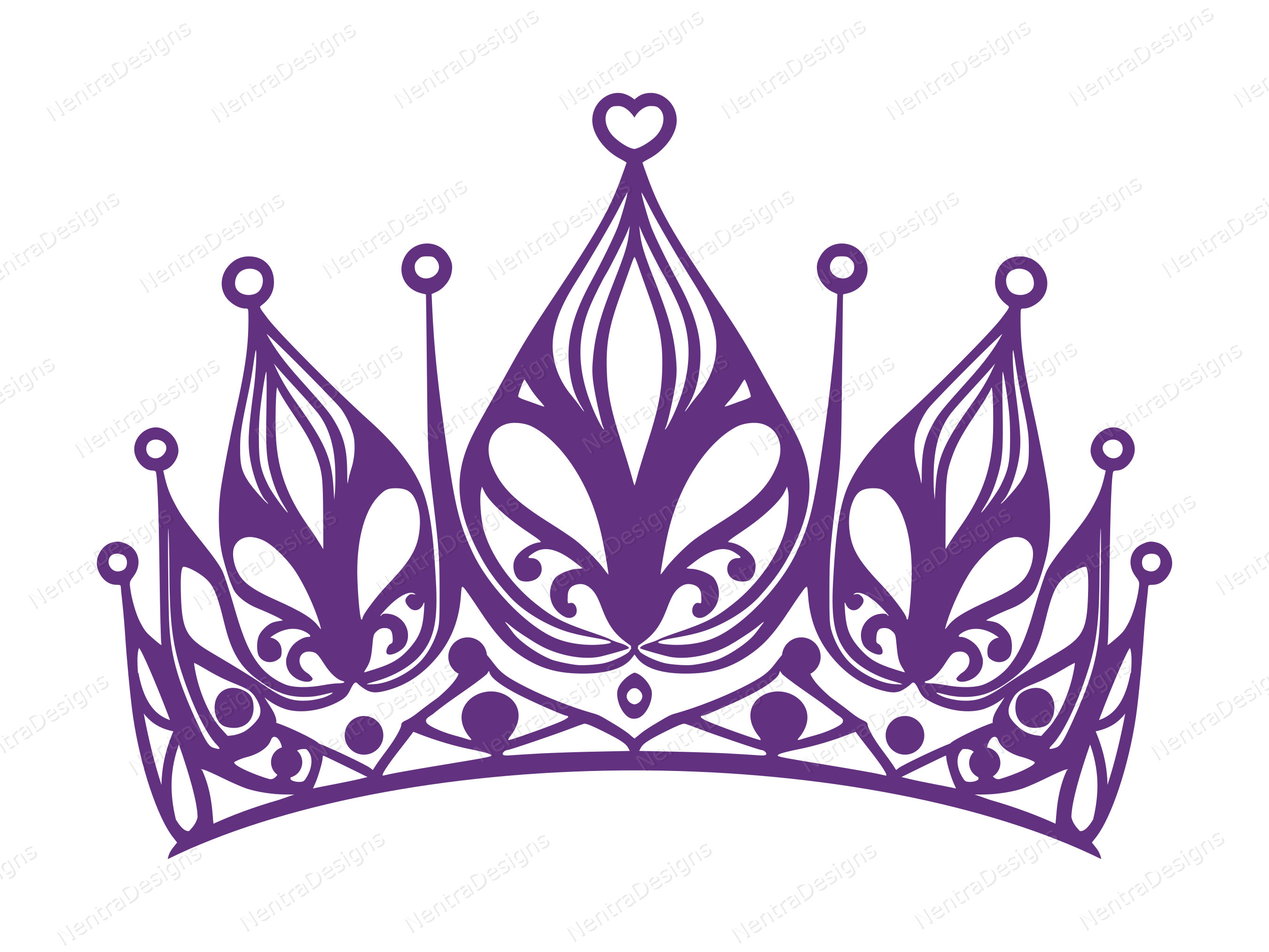Crown Purple Unique Style Pearls With Heart Princess (Instant Download ...
