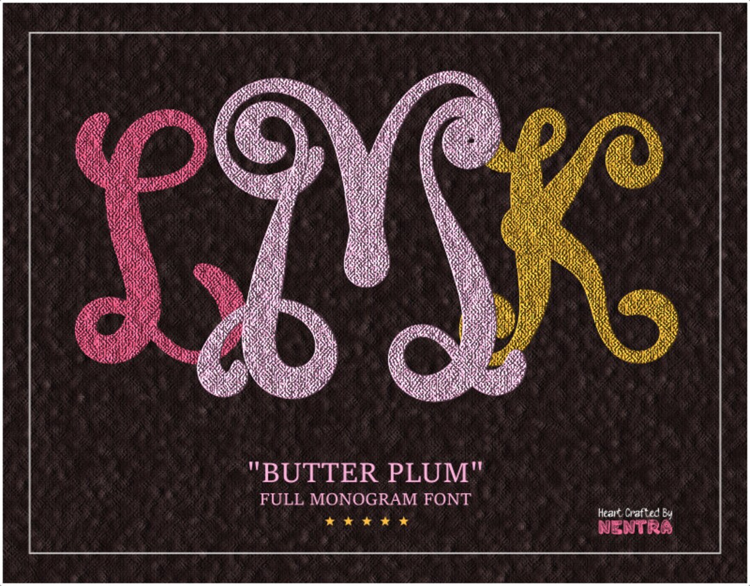 Bold SVG Monogram Alphabet Font Interlocking Vine Letters "butter Plum ...
