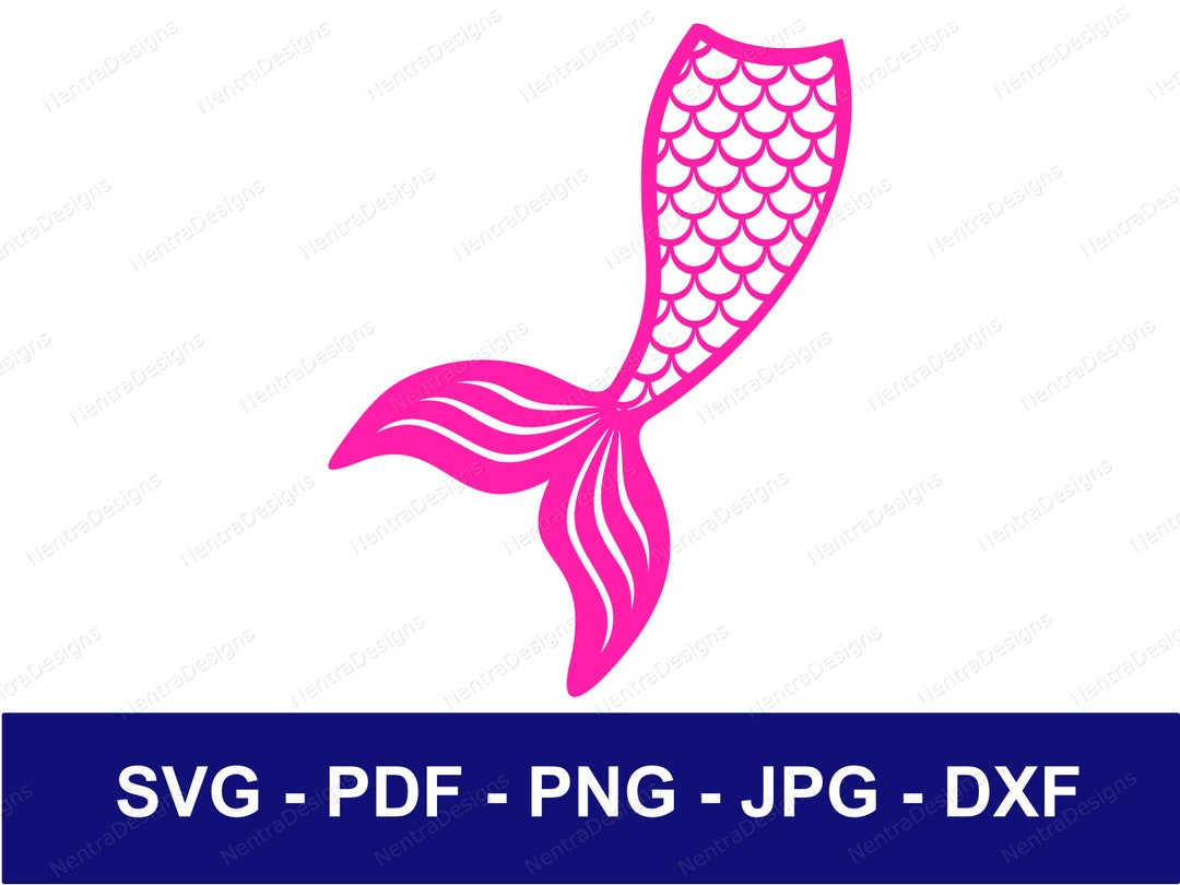 Mermaid Tail Pink Cute Shape Outline SVG, Png, Jpeg, Pdf, Dxf, Instant ...