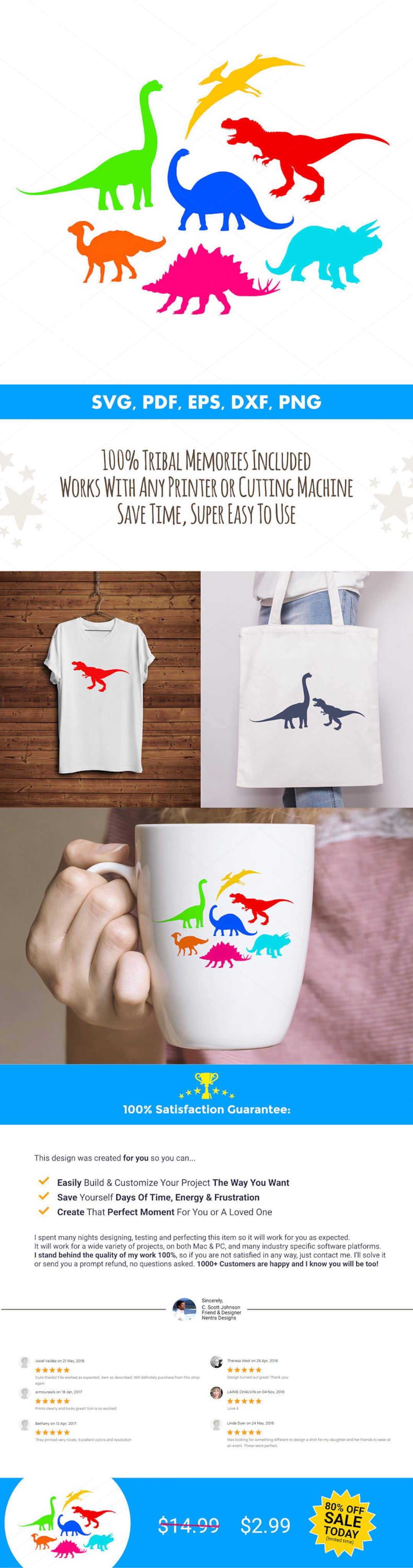 Dinosaur SVG Bundle, T-rex Dino Clipart PNG Stegosaurus Triceratops ...