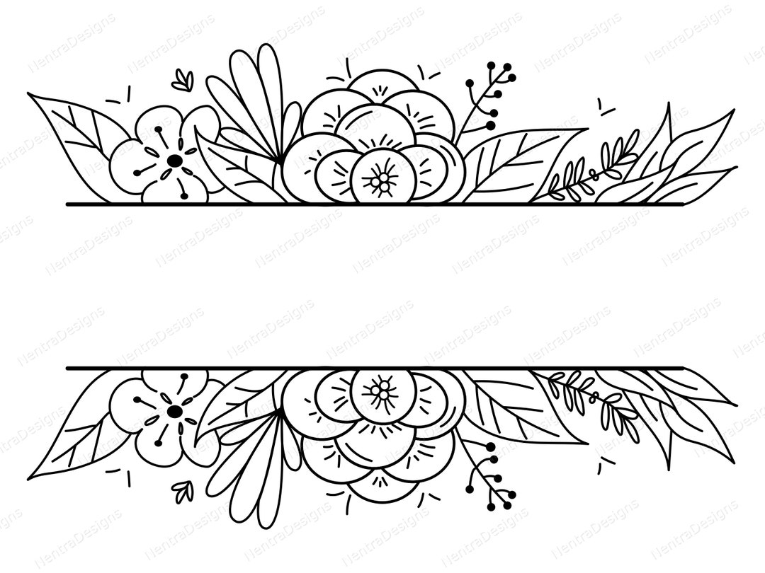 Split Floral Border SVG, Png, Jpeg, Pdf, Dxf, Instant Download, Vector ...