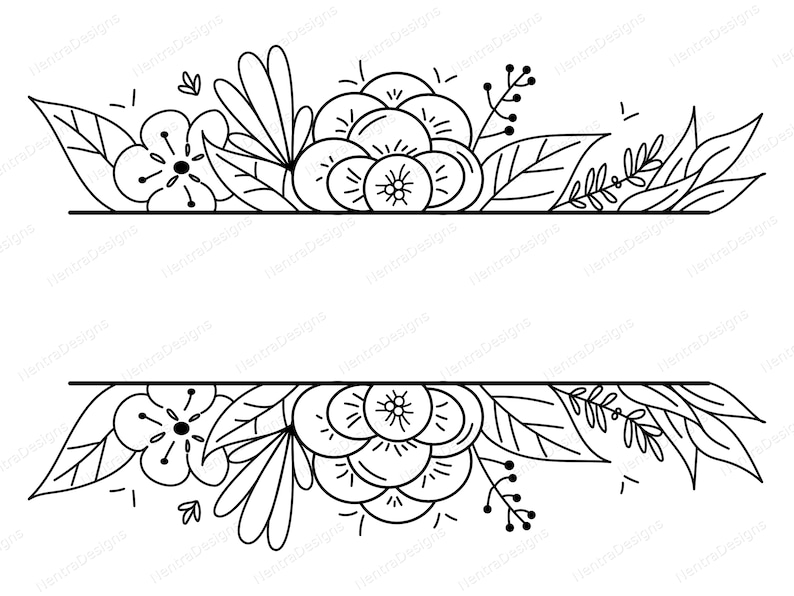 Split Floral Border SVG, Png, Jpeg, Pdf, Dxf, Instant Download, Vector ...
