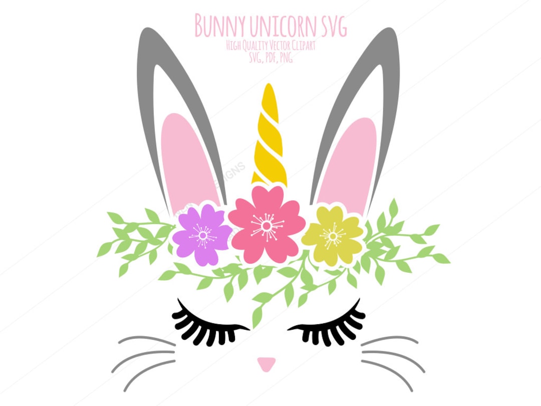 Unicorn Bunny SVG File Download, Bunnycorn Unibunny Princess Girl Face ...