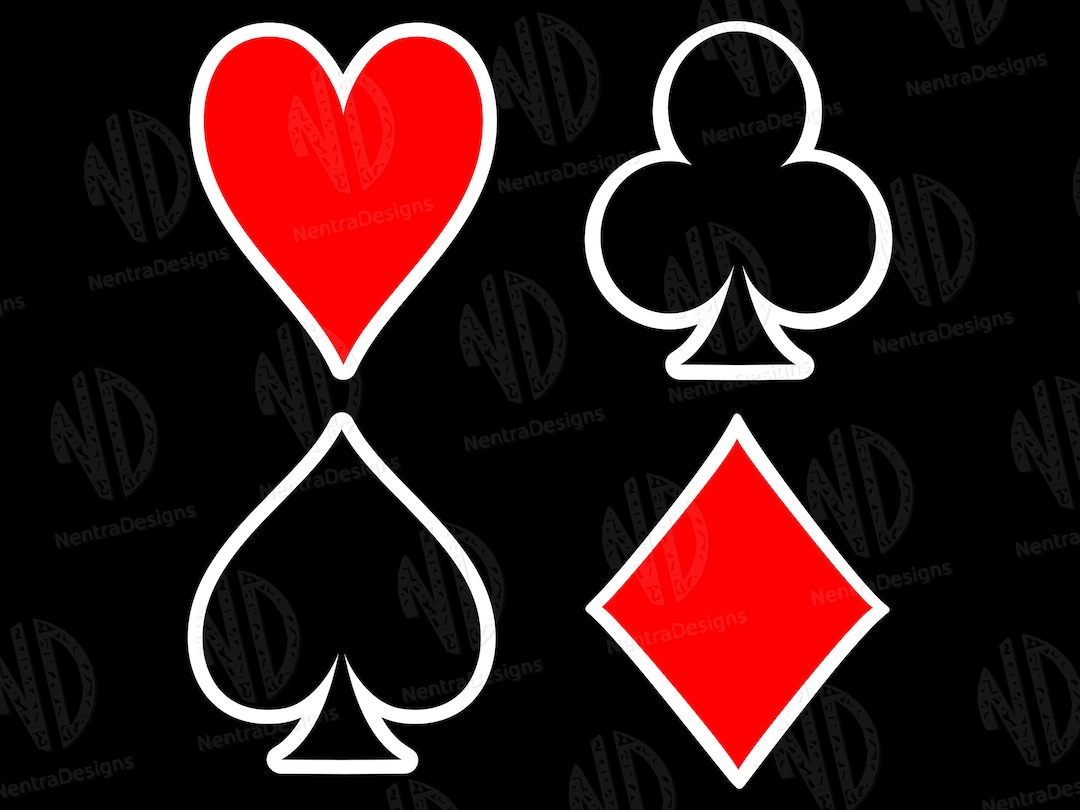 Playing Card Shapes Playing Card Suits With White Outline SVG, Png ...