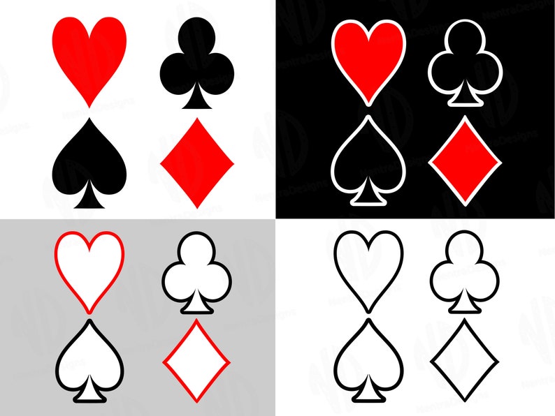 Playing Card Shapes Playing Card Suits Bundle Svg Png Jpeg Pdf Dxf Instant Download Vector