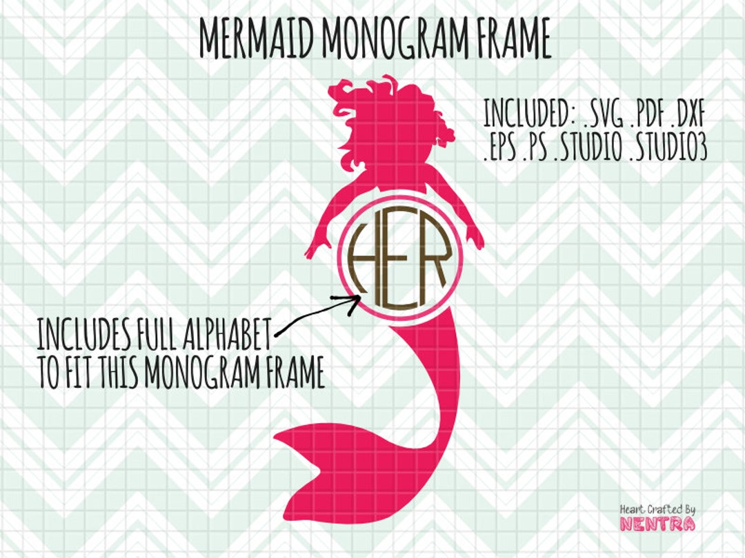 Circle Monogram Frame Nautical Mermaid, Sea Princess, W/ Alphabet Font ...