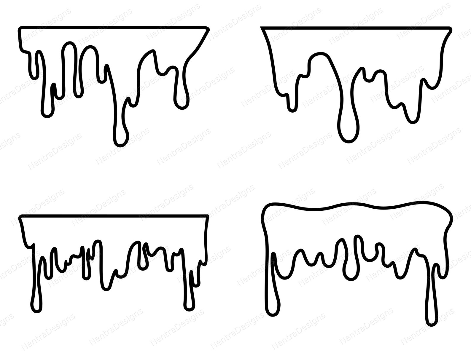 Dripping Borders Paint Drip Melting Outline Bundle SVG, Png, Jpeg, Pdf ...