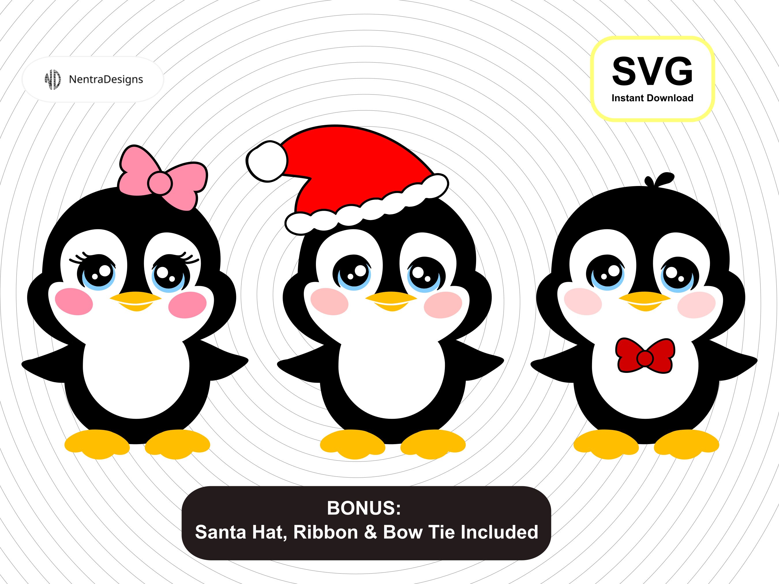 Baby Penguin Layered SVG Clipart, Penguin Boy and Girl Vector, Arctic ...