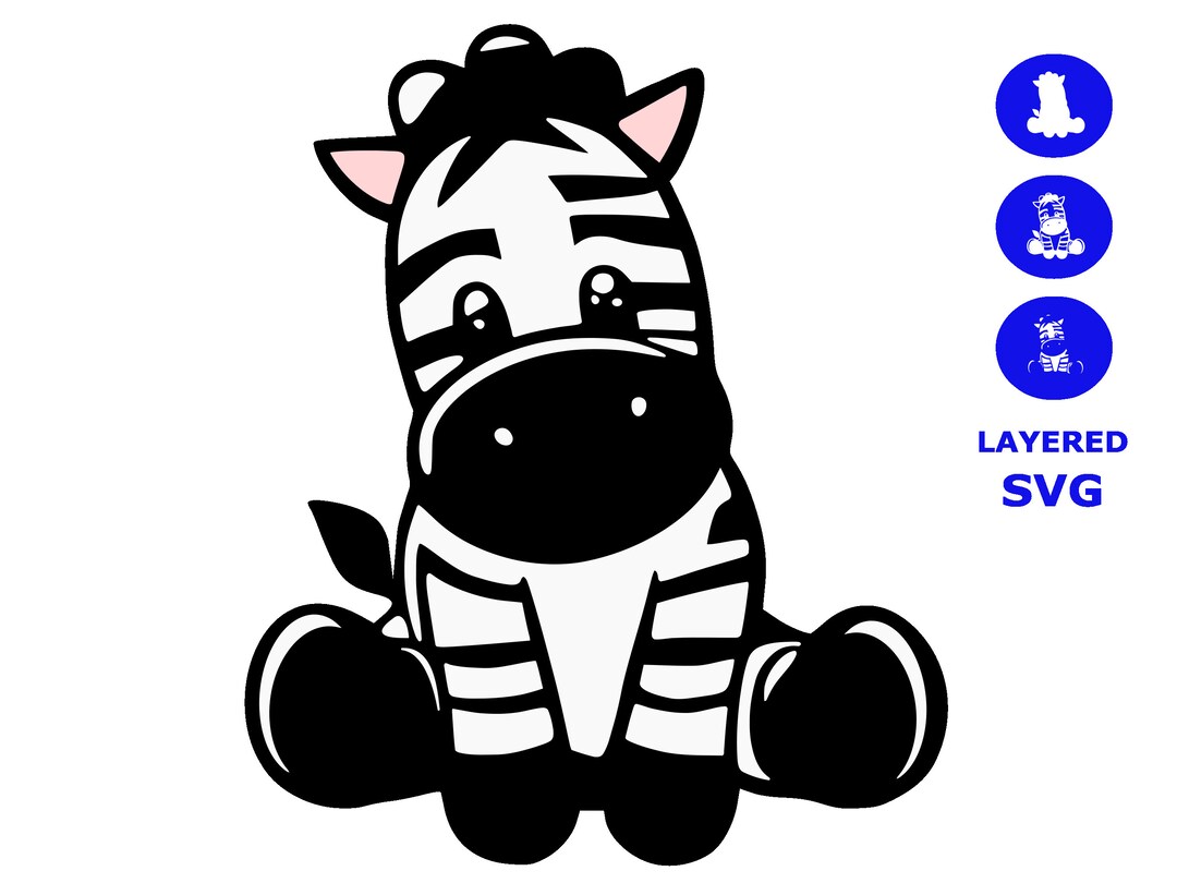 Baby Zebra Head Tilted SVG, Png, Jpeg, Pdf, Dxf, Instant Download ...