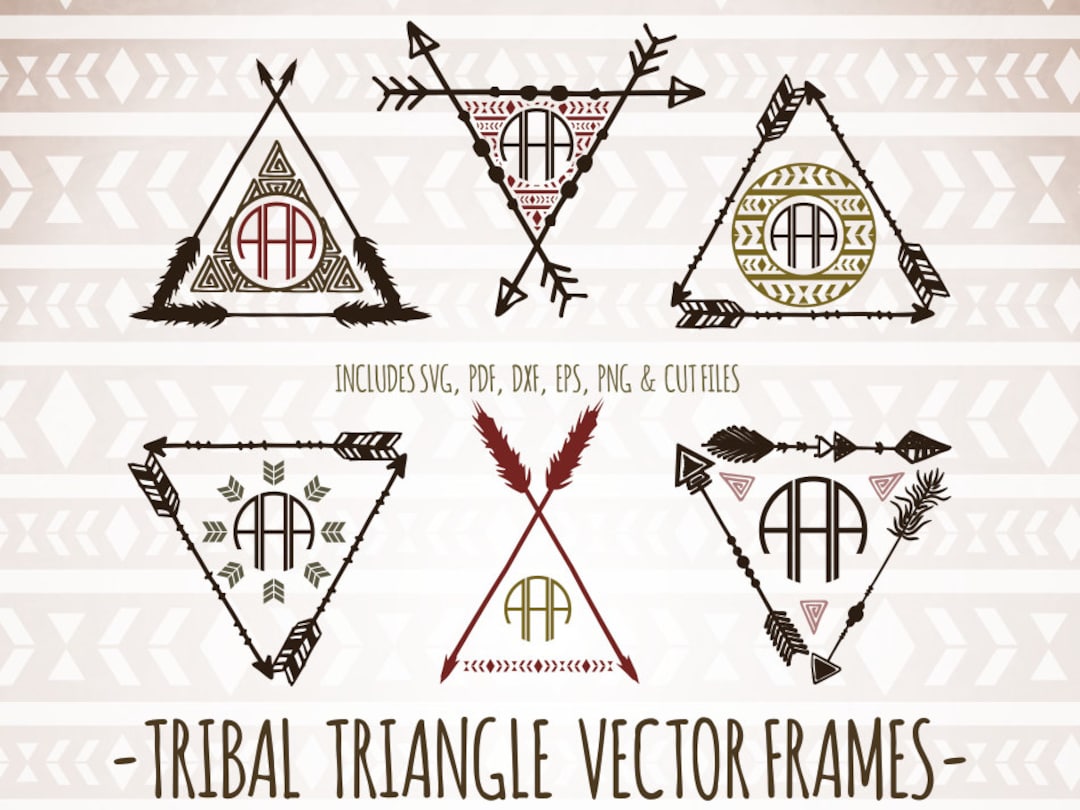 Arrow Monogram Cut File, Tribal Triangle Teepee Tent Circle Frames ...