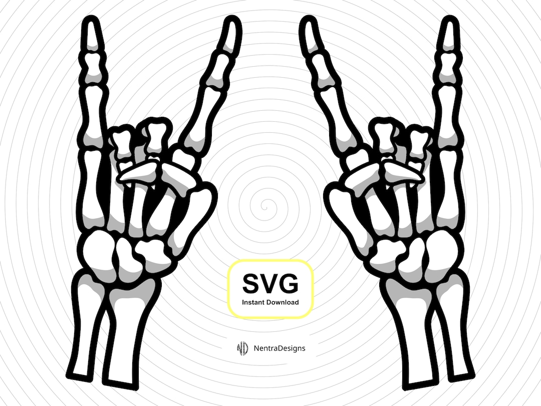 Skeleton Hand SVG, Layered Skull Hand SVG, Rock Hand Svg, Heavy Metal ...