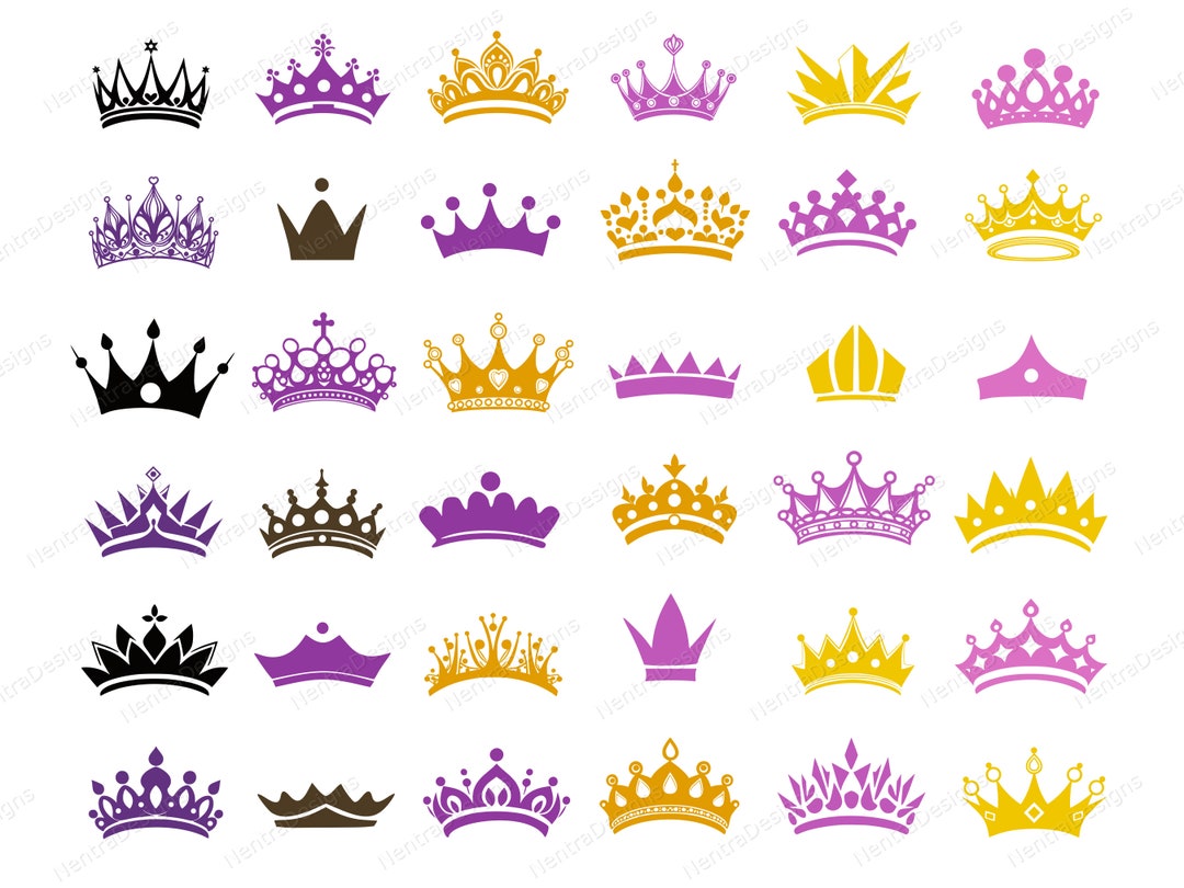 Crown Bundle Tiara Princess Royal Queen King Gold Pink SVG, Png, Jpeg ...