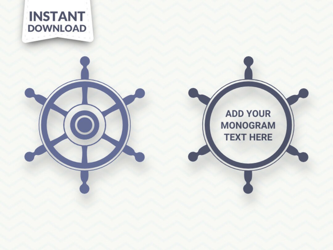 For Moms: SVG Ship Wheel Instant Download, Nautical Circle Monogram ...