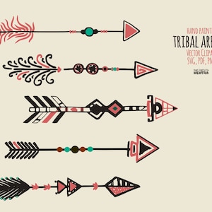 Hand Painted Tribal Arrows Clipart Tribe African Islander Indian Native ...