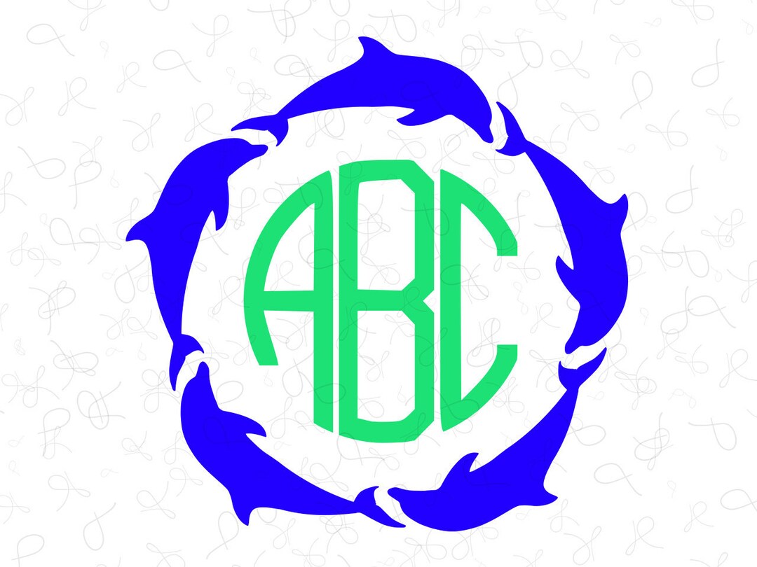 SVG Dolphin Ring Circle Border Clipart, Monogram Frame Clip Art, Cut ...
