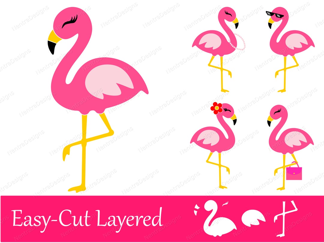 Pink Flamingo Layered Easy Cut -bundle SVG, Png, Jpeg, Pdf, Dxf ...