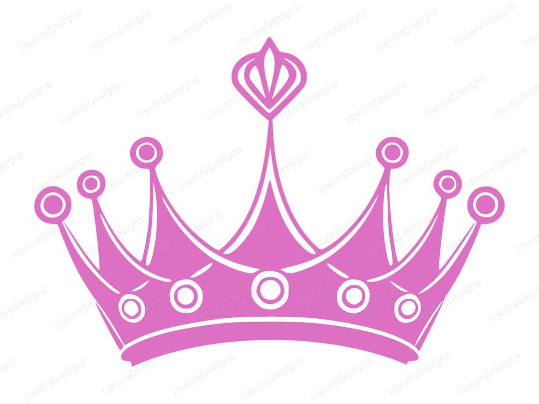 Crown With Pearls and Heart Diamond on Top Pink Tiara King SVG, Png ...