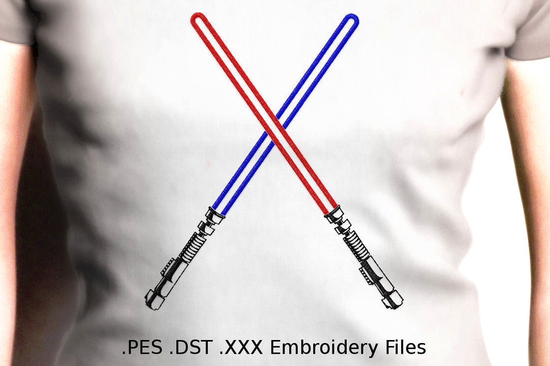 Light Sword Sabers Embroidery Design PES Xxx Dst Svg, Crossed Star ...