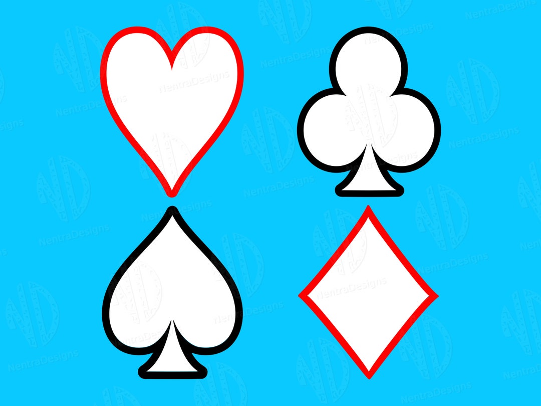 Playing Card Shapes Playing Card Suits With White Fill and Colored ...