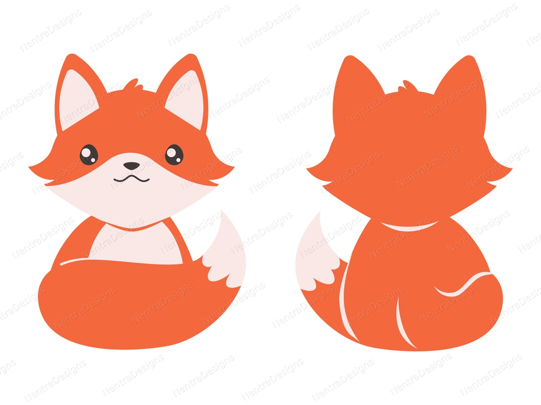 Cute Baby Fox Front and Back Layered Easy Cut Lineless SVG, Png, Jpeg ...