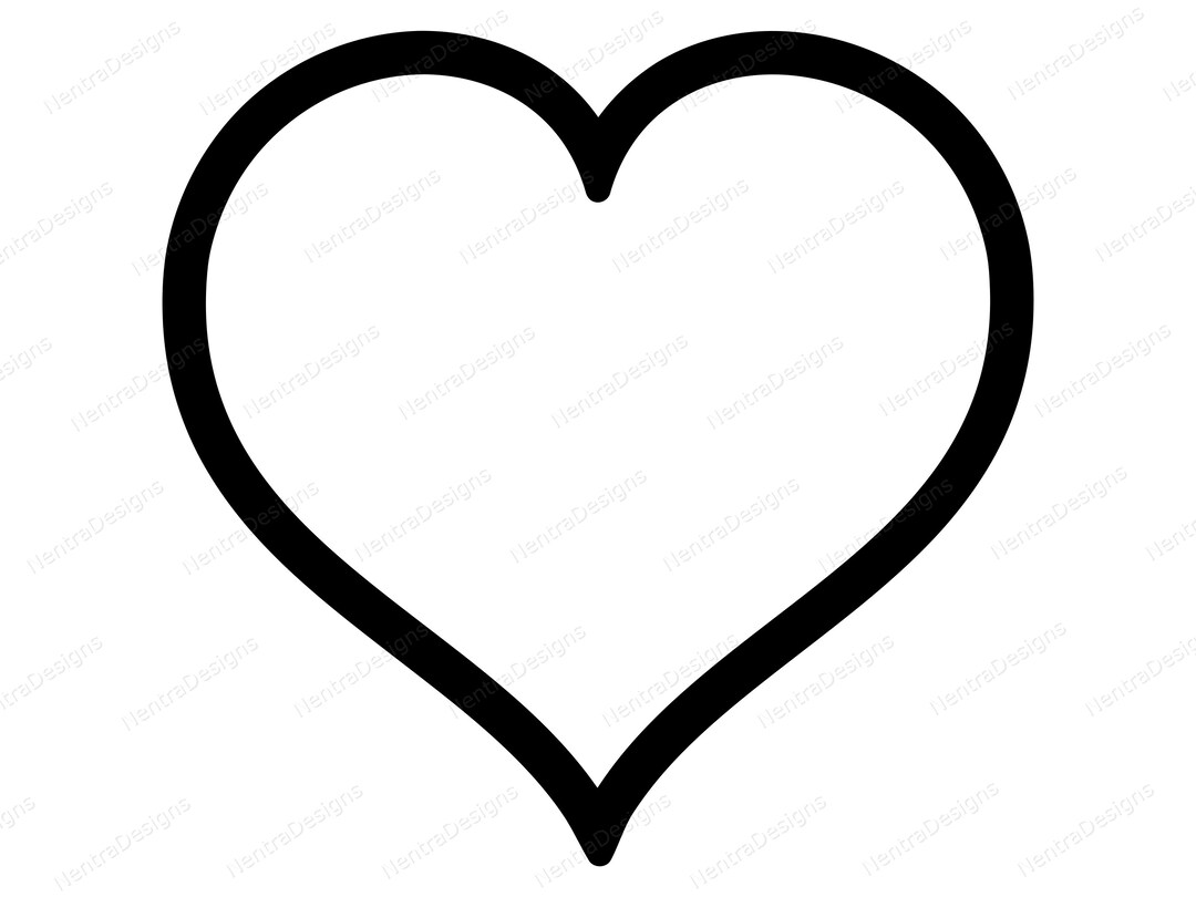 Perfect Heart Shape Black Thick Outline SVG Digital Download SVG, Png ...