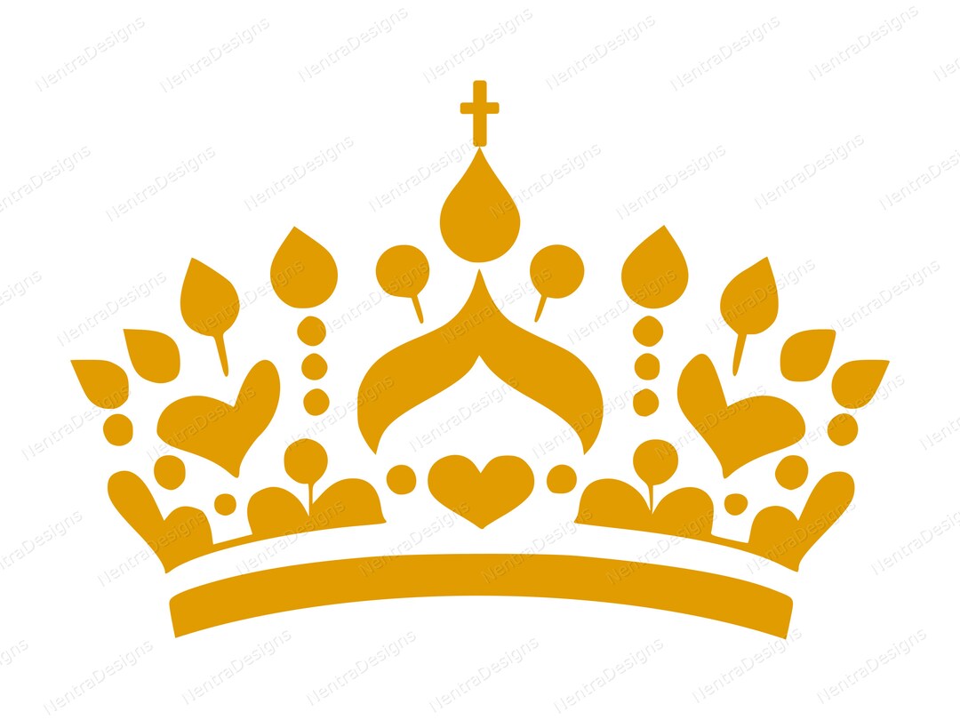 Crown Gold Cross on Top Hearts Leafy Princess Tiara Beauty Queen SVG ...