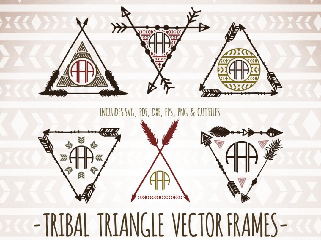 For Moms: 6 SVG Arrow Monogram Frames Cut File Tribal Triangle Teepee ...