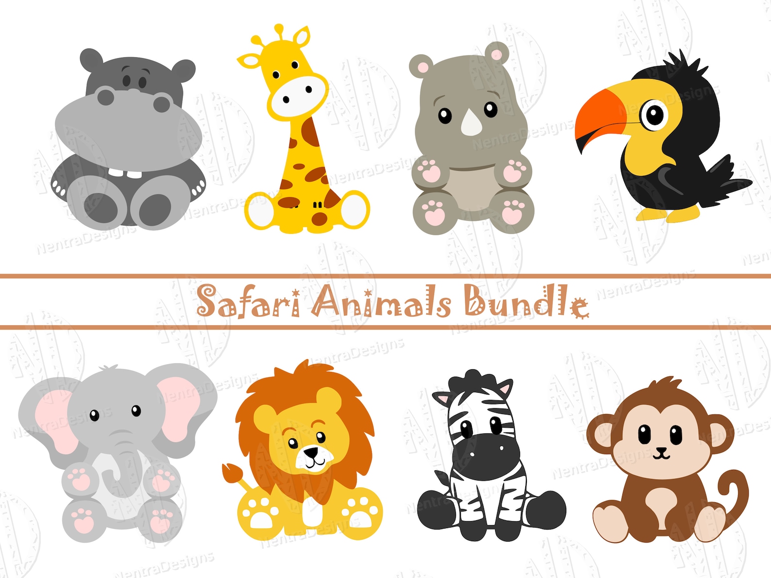 Safari Animals Bundle Layered SVG, Png, Jpeg, Pdf, Dxf, Instant ...