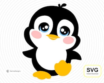 Baby Penguin Layered SVG Clipart, Penguin Boy and Girl Vector, Arctic ...